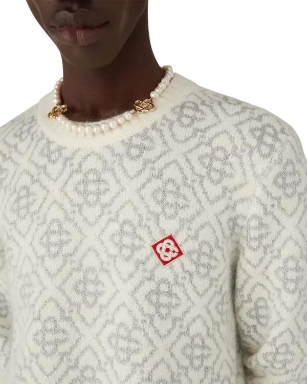Casablanca Monogram Mohair Blend Crew Neck - White