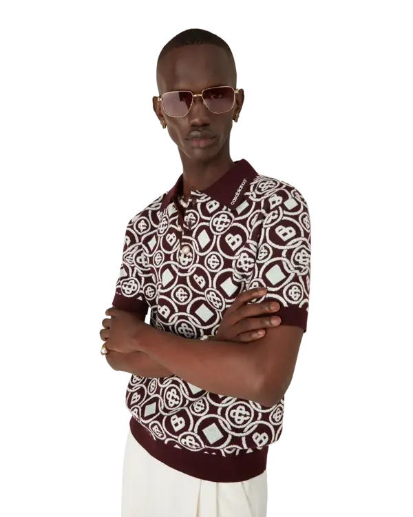 Casablanca Monogram Cotton Knit Polo Shirt - Multicolor