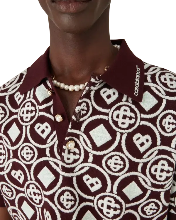Casablanca Monogram Cotton Knit Polo Shirt - Multicolor