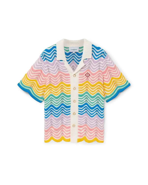 Casablanca Gradient Wave Knit Shirt - Blue