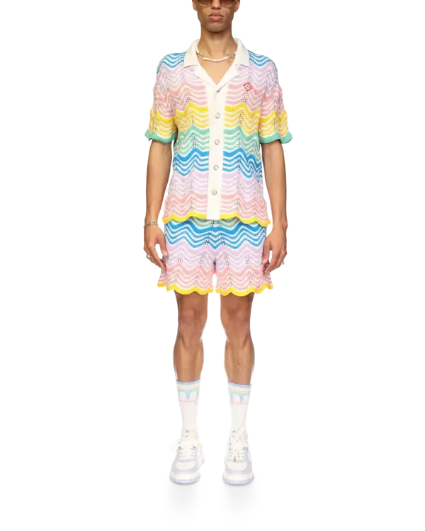 Casablanca Gradient Wave Knit Shirt - Blue