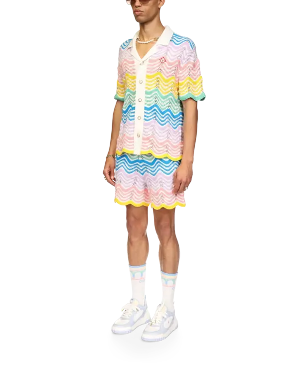 Casablanca Gradient Wave Knit Shirt - Blue
