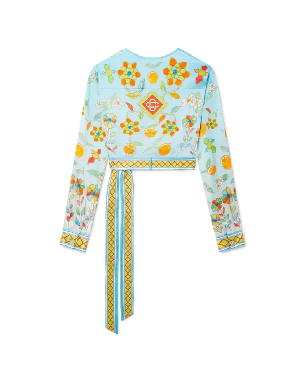 Casablanca Yoruba Flowers Wrap Long Sleeve Blouse - Multicolor