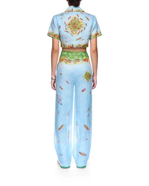 Casablanca Maison Sur Piloti Cropped Linen Shirt