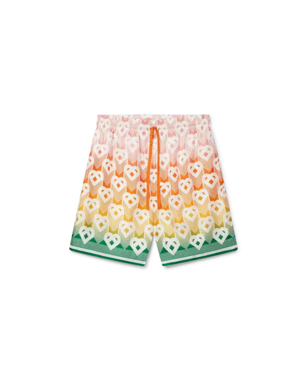 Casablanca Gradient Heart Monogram Silk Shorts - Multicolor