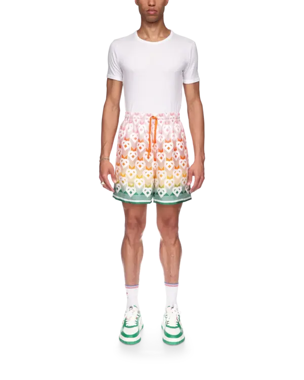 Casablanca Gradient Heart Monogram Silk Shorts - Multicolor