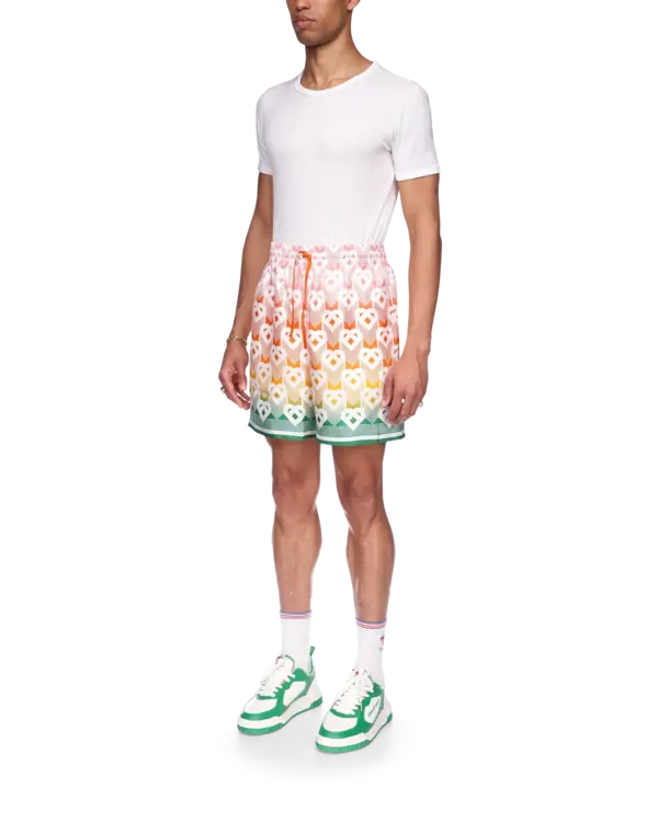Casablanca Gradient Heart Monogram Silk Shorts - Multicolor