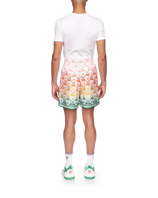 Casablanca Gradient Heart Monogram Silk Shorts - Multicolor
