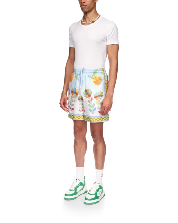 Casablanca Yoruba Flowers Silk Shorts - Multicolor