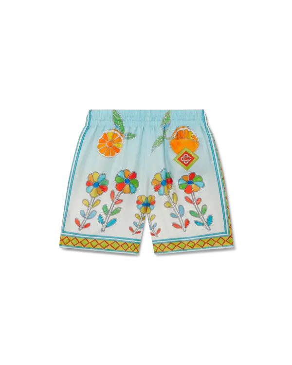 Casablanca Yoruba Flowers Silk Shorts - Multicolor