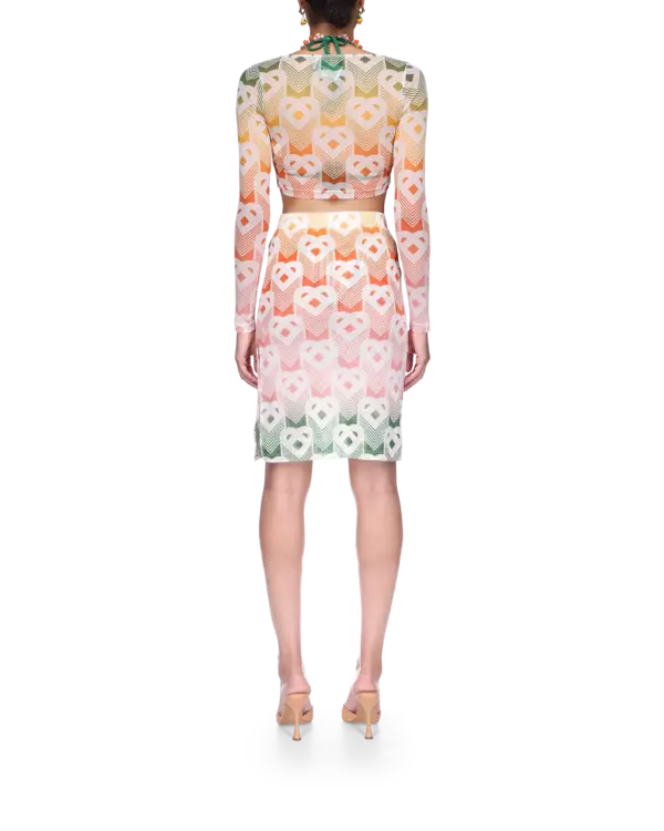 Casablanca Gradient Heart Monogram Mesh Top
