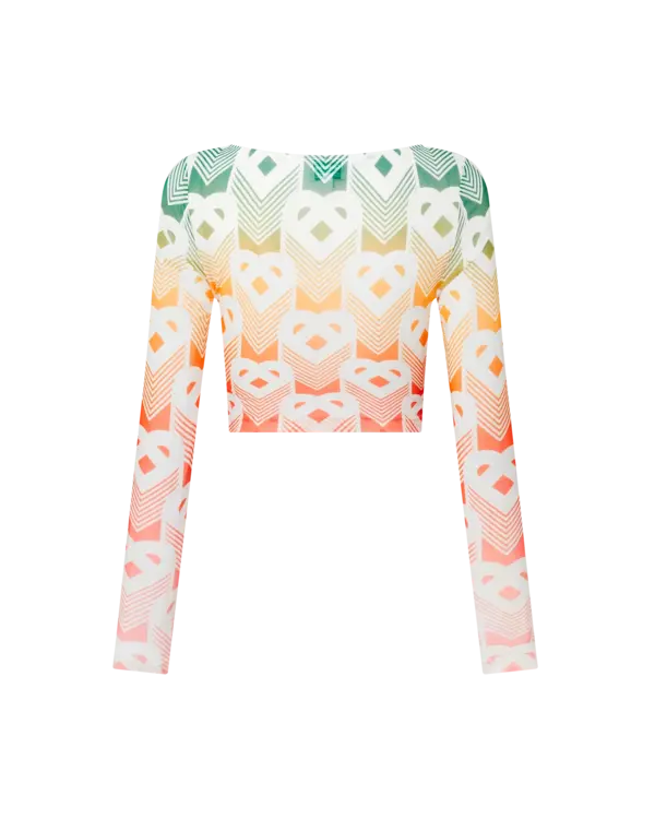 Casablanca Gradient Heart Monogram Mesh Top