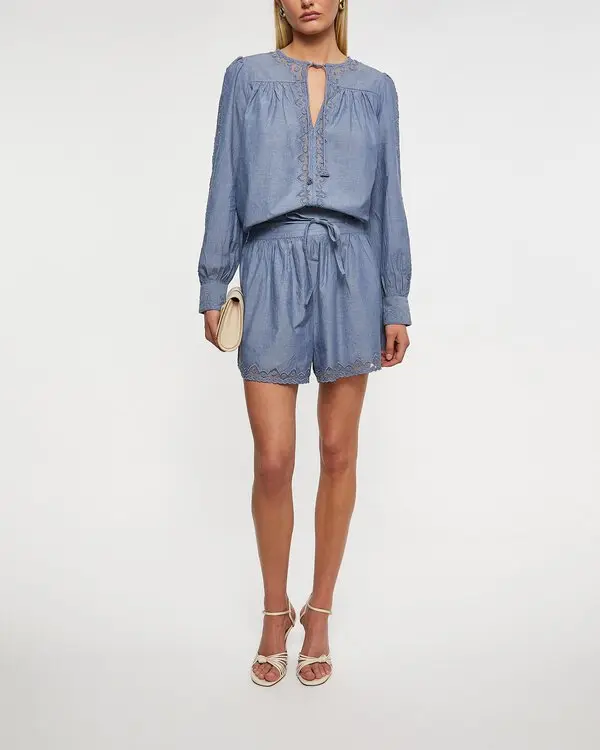 Ulla Johnson Kady Long Sleeve Blouse - Light Blue