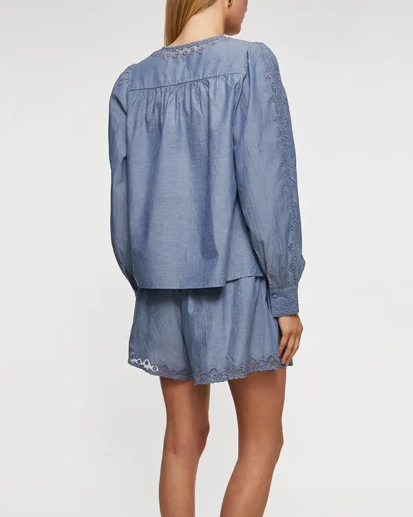 Ulla Johnson Kady Long Sleeve Blouse - Light Blue