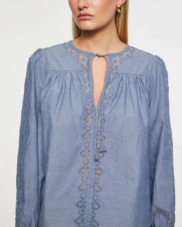 Ulla Johnson Kady Long Sleeve Blouse - Light Blue