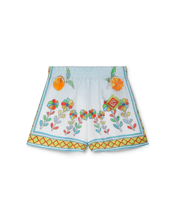 Casablanca Yoruba Flowers Silk Shorts - Multicolor