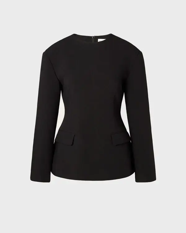 MALINA Athina Tailored Long Sleeve Blouse - Black