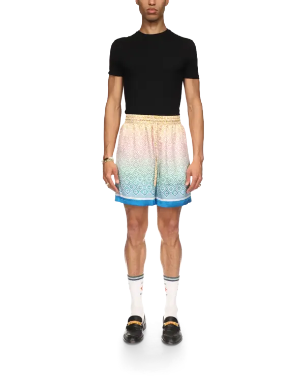 Casablanca Gradient Monogram Silk Shorts - Multicolor