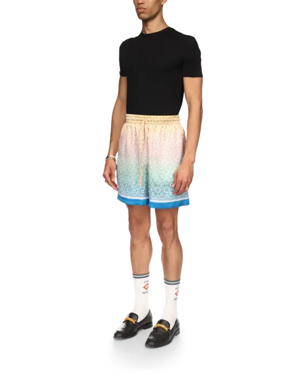Casablanca Gradient Monogram Silk Shorts - Multicolor