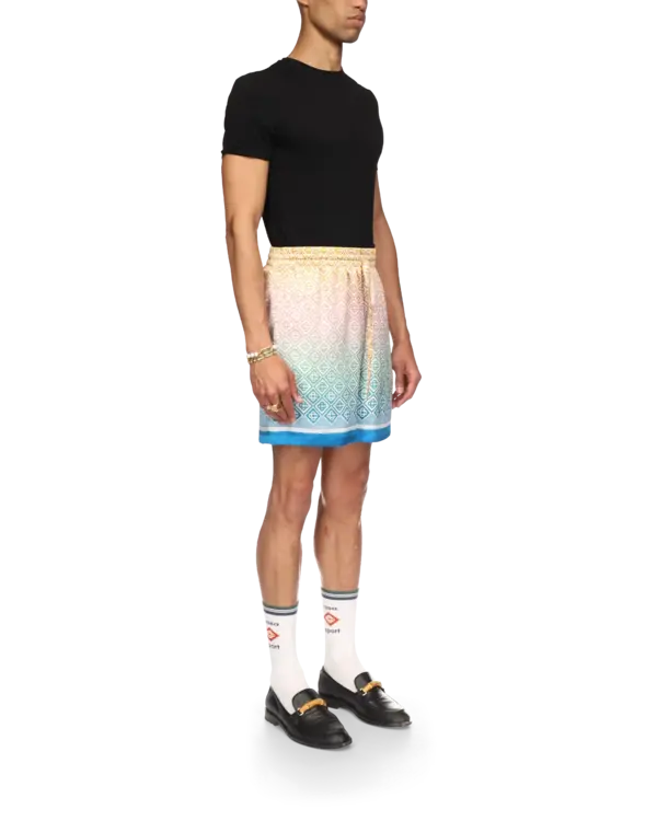 Casablanca Gradient Monogram Silk Shorts - Multicolor