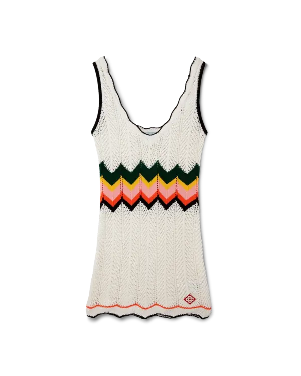 Casablanca Chevron Lace Mini Dress - Multicolor