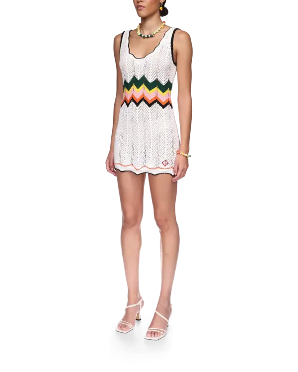 Casablanca Chevron Lace Mini Dress