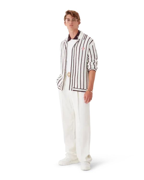 Casablanca Striped Cotton Crochet Shirt