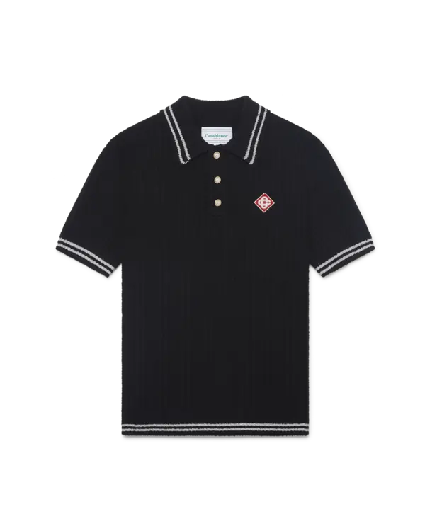 Casablanca Silver Trim Boucle Polo Shirt - Multicolor