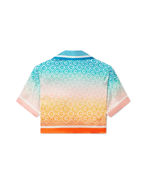 Casablanca Gradient Monogram Cropped Silk Shirt