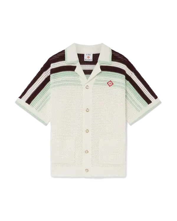 Casablanca Tennis Cotton Crochet Short Sleeve Shirt - Multicolor