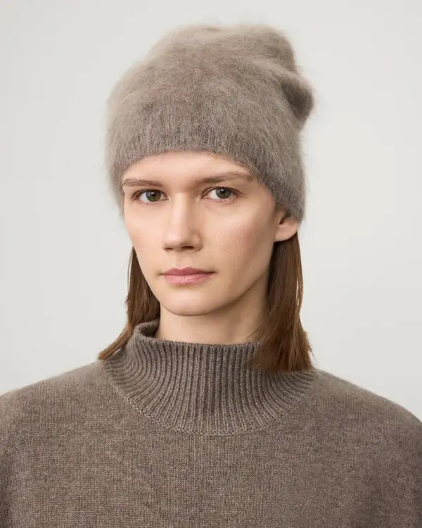 LISA YANG Brushed Cashmere Beanie - Brown