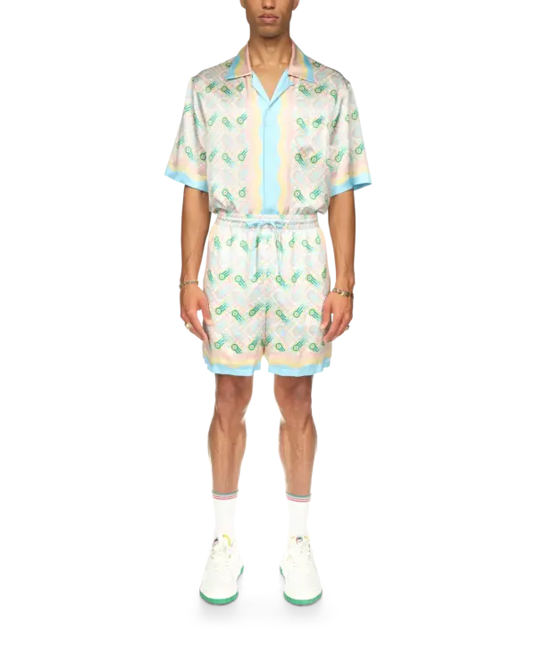 Casablanca Silk Monogram Print Shorts
