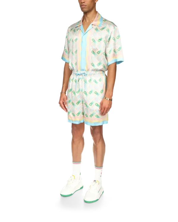 Casablanca Silk Monogram Print Shorts
