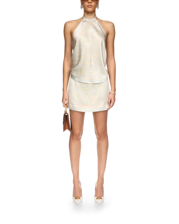 Casablanca Crayon Monogram Silk Halter Neck Top
