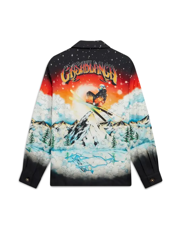 Casablanca Ski Lake Long Sleeve Silk Twill Shirt - Red