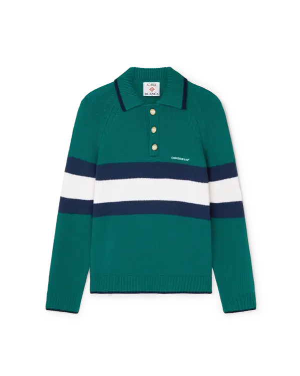 Casablanca Colourblock Polo Shirt - Blue