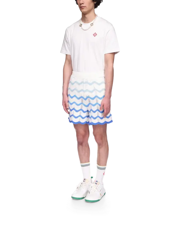 Casablanca Wavy Gradient Crochet Shorts - Multicolor