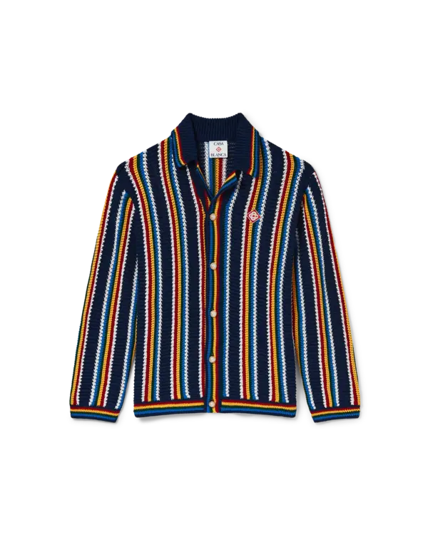 Casablanca Crochet Long Sleeve Stripe Shirt - Multicolor