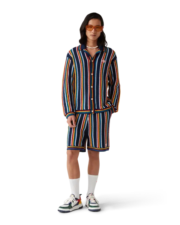 Casablanca Crochet Long Sleeve Stripe Shirt