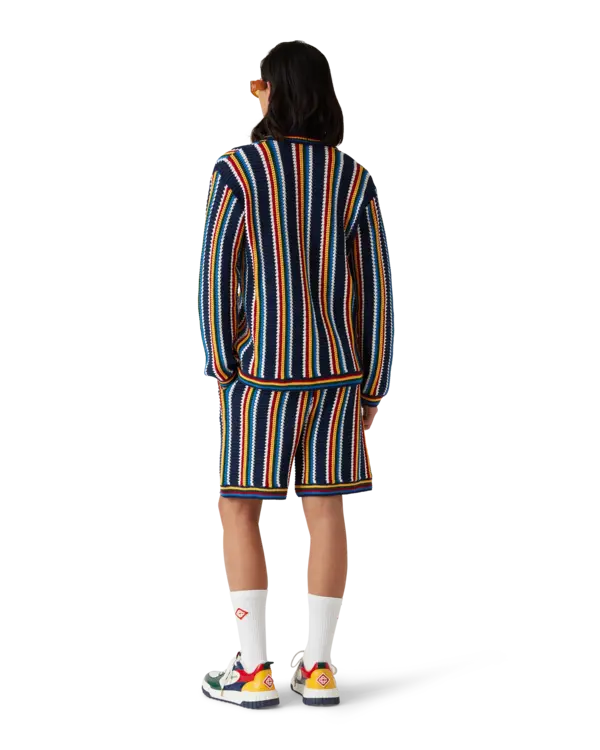 Casablanca Crochet Long Sleeve Stripe Shirt