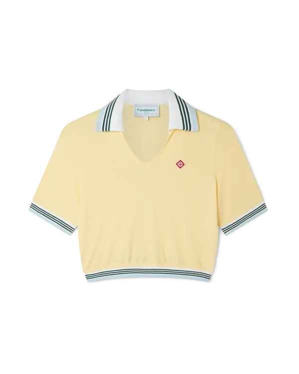 Casablanca Cropped Pique Polo - Multicolor