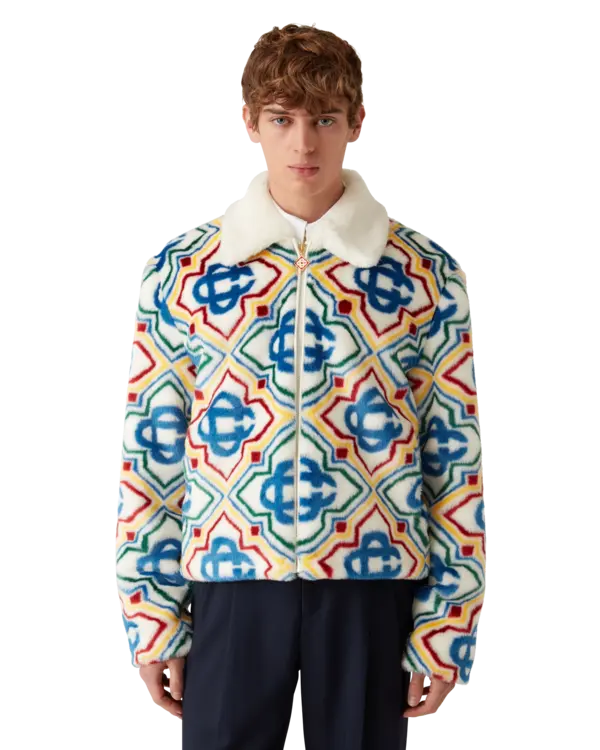 Casablanca Jacquard Faux Fur Jacket