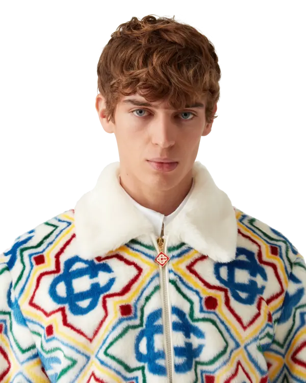 Casablanca Jacquard Faux Fur Jacket