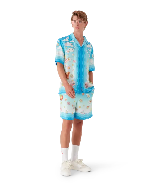 Casablanca Kawaii Motif Silk Twill Shorts - Multicolor