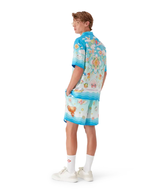 Casablanca Kawaii Motif Silk Twill Shorts - Multicolor