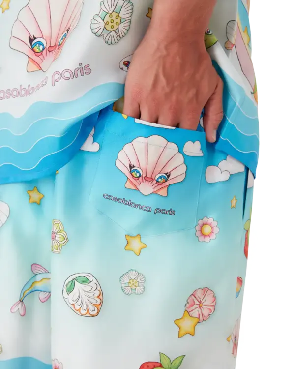 Casablanca Kawaii Motif Silk Twill Shorts - Multicolor
