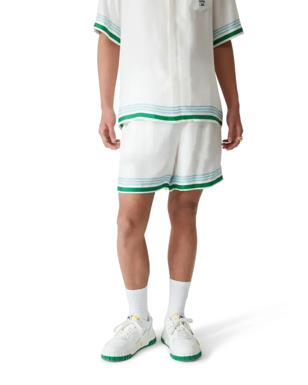 Casablanca Metaphysical Tennis Icon Silk Shorts - Green