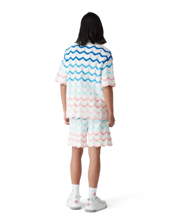 Casablanca Gradient Wave Short Sleeve Crochet Shirt - Multicolor