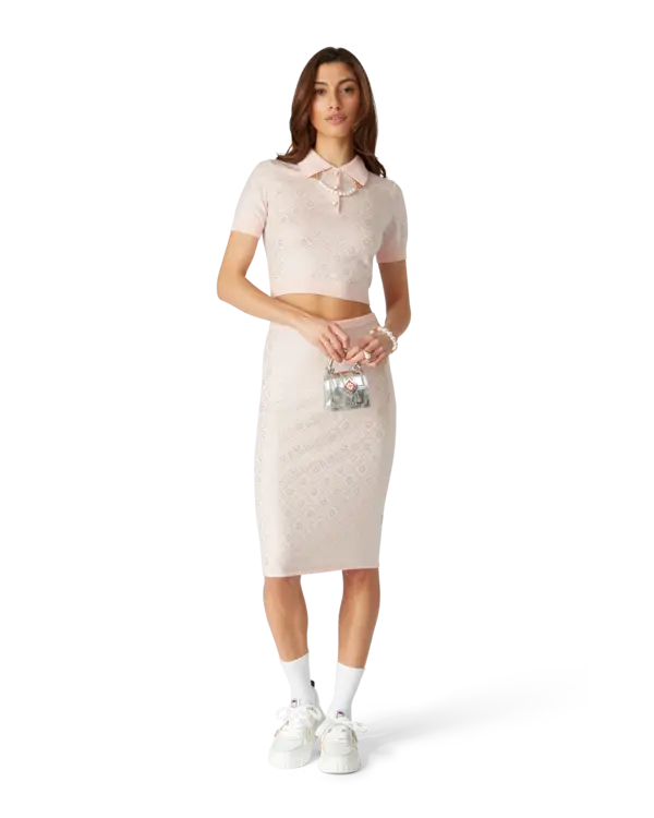 Casablanca Crystal Monogram Knit Polo Shirt