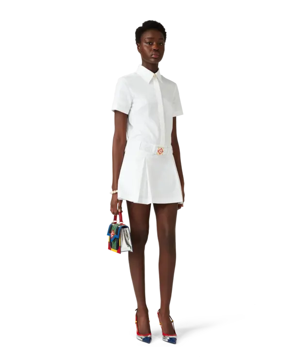 Casablanca Pleated Mini Shirtdress